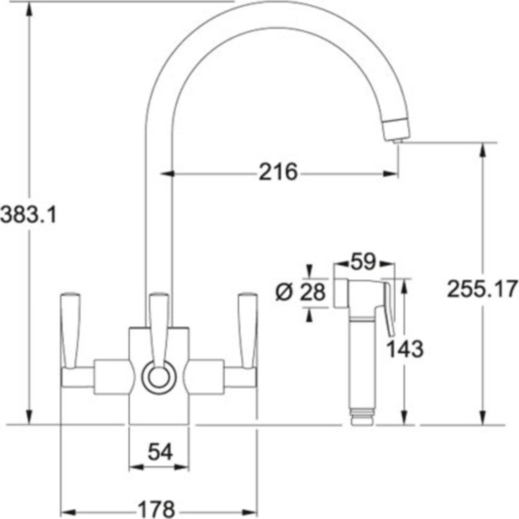 X Franke FilterFlow Olympus Hand Spray Kitchen Sink Mixer Tap - Baker ...