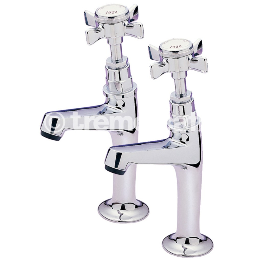 Tre Mercati Imperial Pair Of High Neck Pillar Taps - Baker and Soars