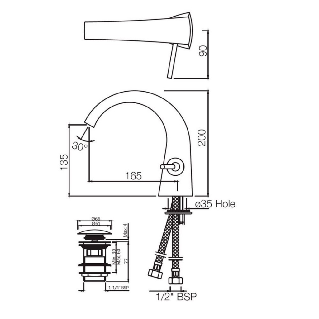 X Jaquar Arc Mono Basin Mixer With Click Clack Waste ARC-CHR-87011BCLW ...